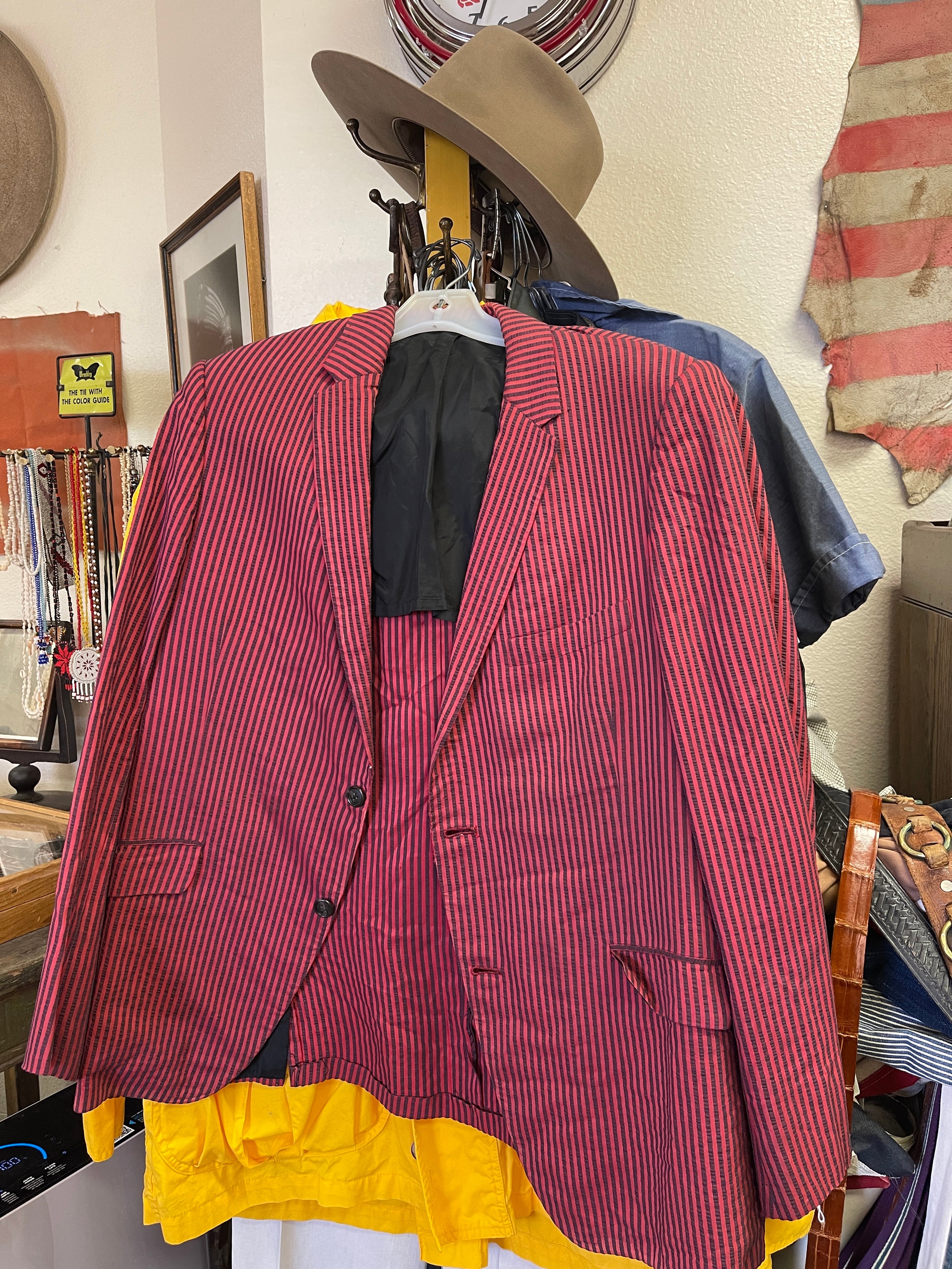 1960S MR. TONY RED PINSTRIPE BLAZER | Santa Fe Vintage